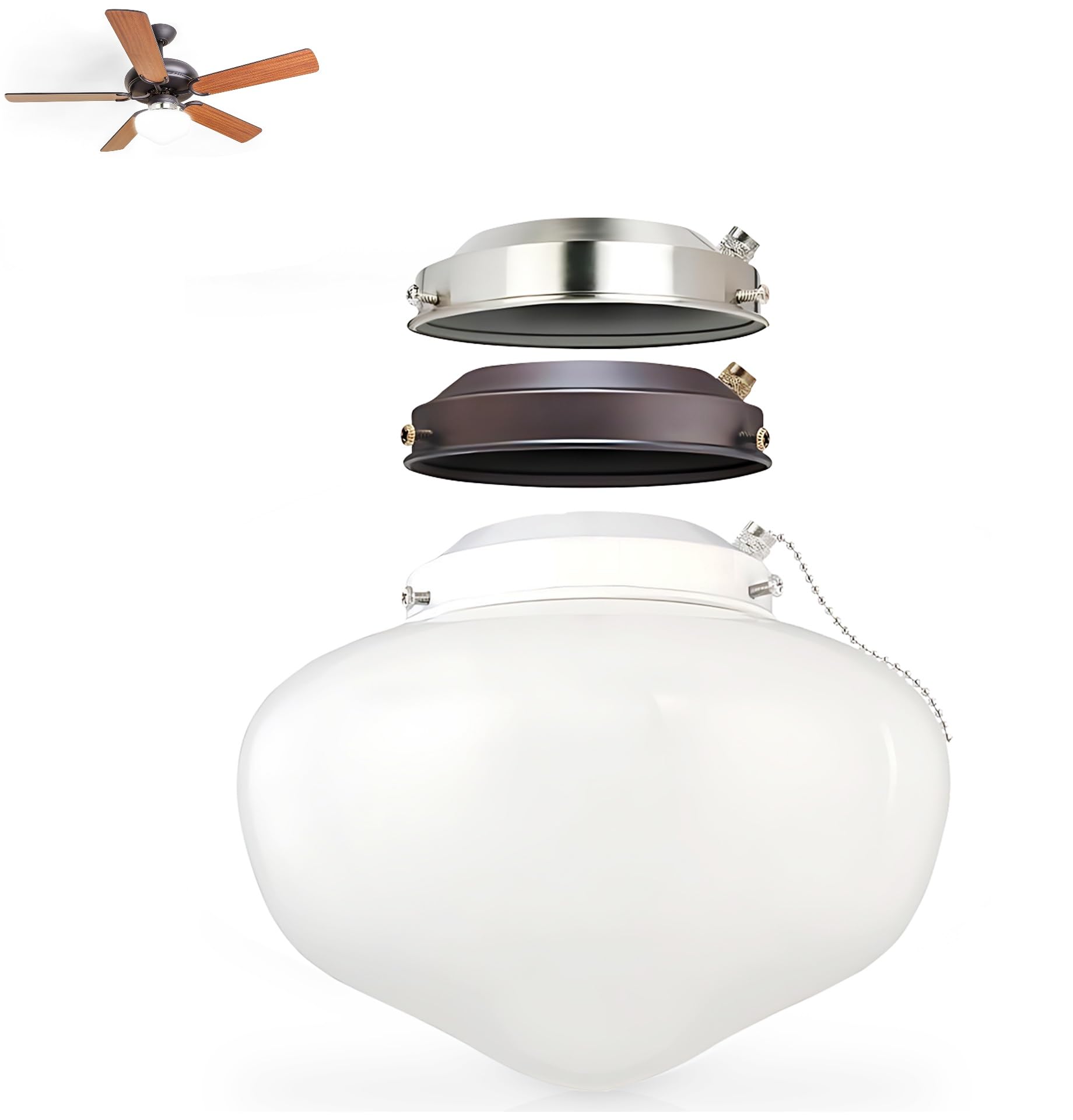 Snapklik.com : Ciata Schoolhouse Ceiling Fan Light Fixture Kit
