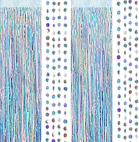 Amazon.com : LILF Gorgeous Holographic Iridescent Fringe Curtain - 2 ...