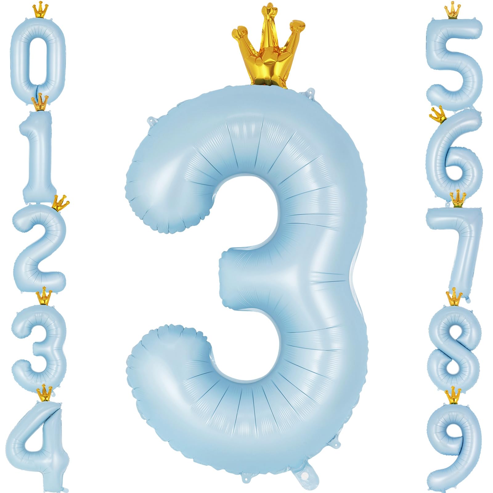 Amazon.com: Crown Blue Number 3 Balloon 40 Inch, Big Large Foil Helium ...