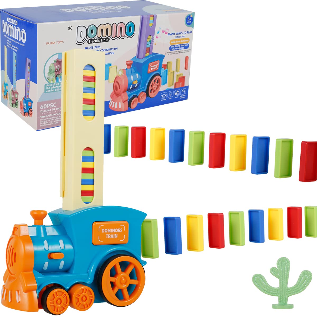 Buy MLfire 60 Pcs Domino Train Set Fun Dominos Train Blocks Set with ...