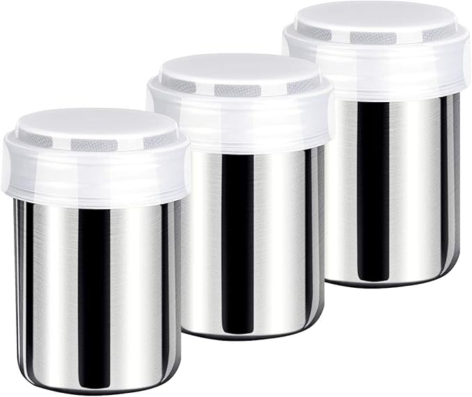 Amazon.com: Powdered Sugar Shaker With Lid 3Pack, Stainless Steel Mesh ...