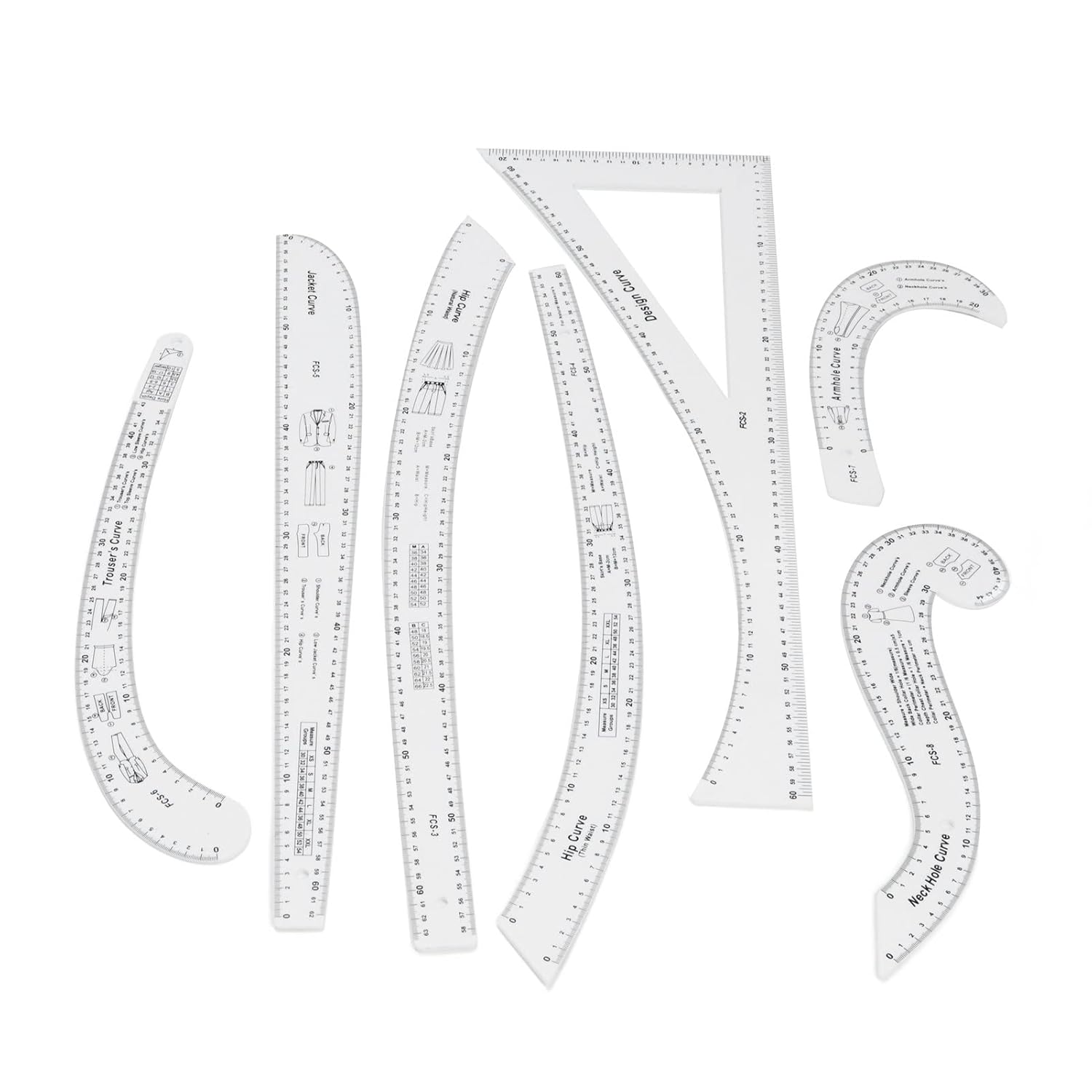 7Pcs Sewing Ruler Tailor Set Acrylic Clear French Barbados | Ubuy