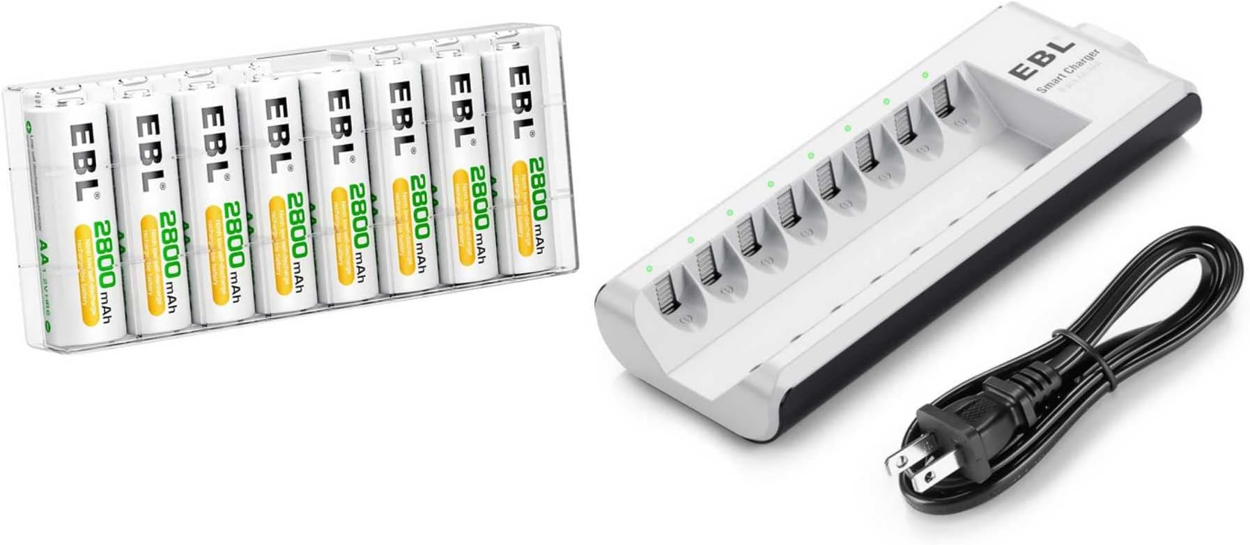 Amazon.com: EBL AA Rechargeable Batteries 2800mAh Ni-MH (8 Pack) and ...