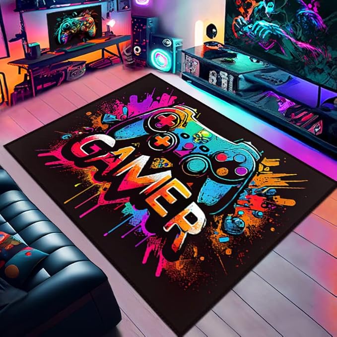 Amazon.com: ERWAAD Gaming Rug with Colorful Game Controller Design for ...