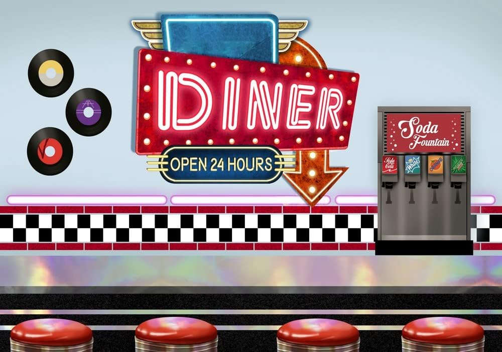 Amazon.com : 7x5FT Retro 60s 70s 80s Diner Vintage Restaurant Backdrop ...