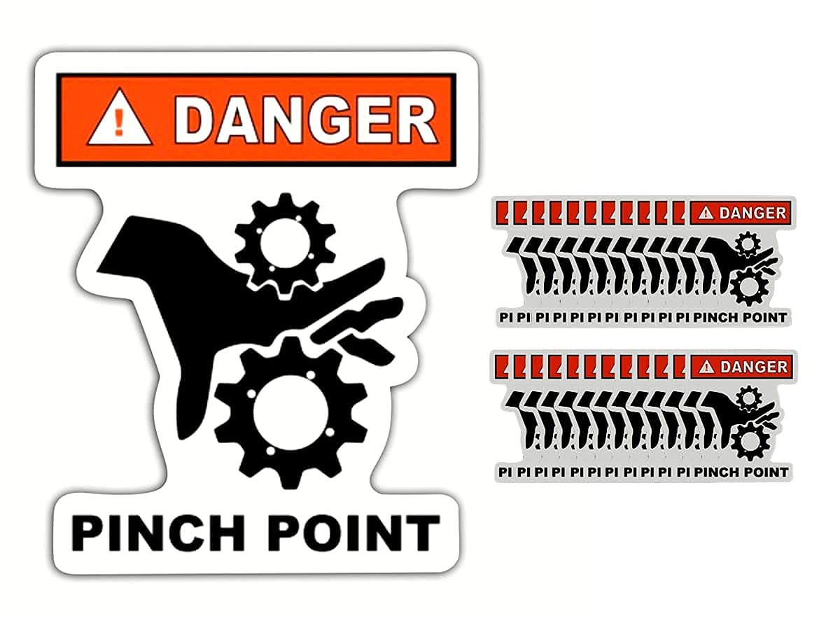 (25 Pack) Pinch Point Industrial Safety Stickers - Black and White with ...