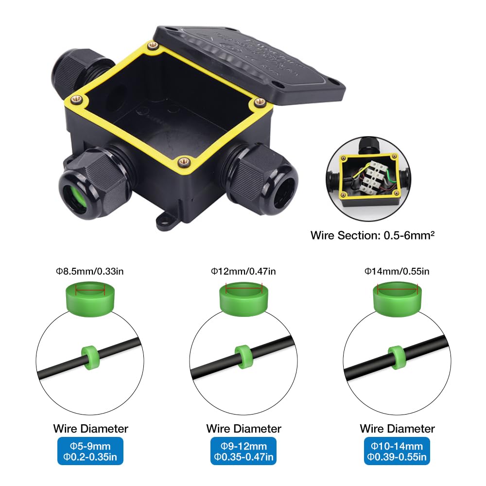 Snapklik.com : Junction Box Outdoor Waterproof Electrical Box,3-Way ...