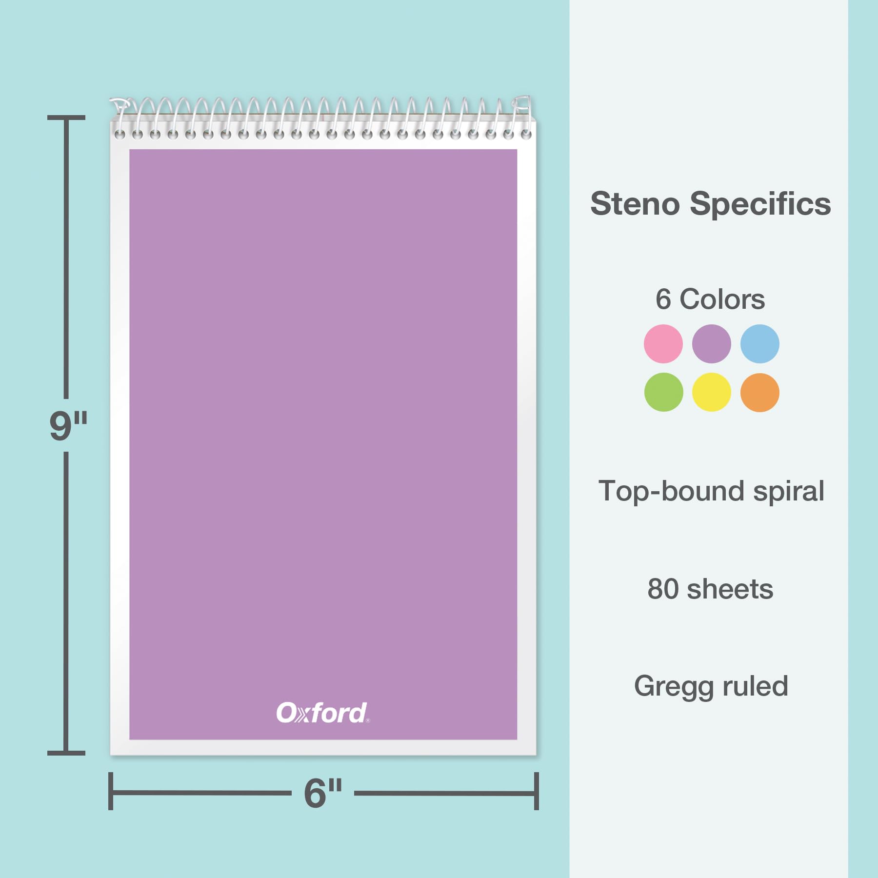 Snapklik.com : Oxford Steno Spiral Notebooks, Top Bound Steno Pads, 6x9 ...