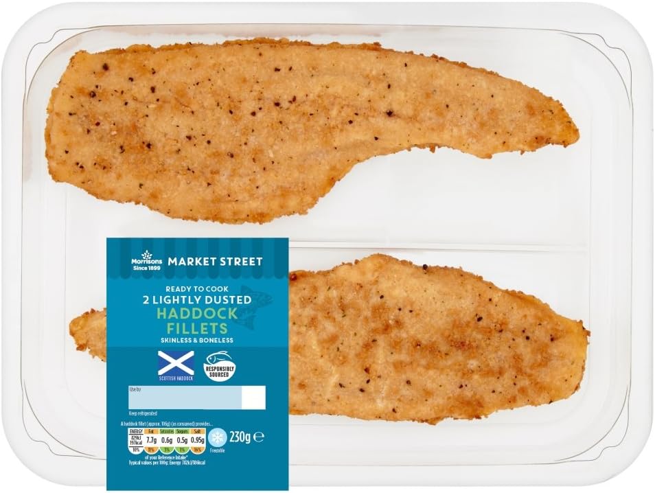 Morrisons Market Street 2 Lightly Dusted Haddock Fillets, 230g : Amazon ...