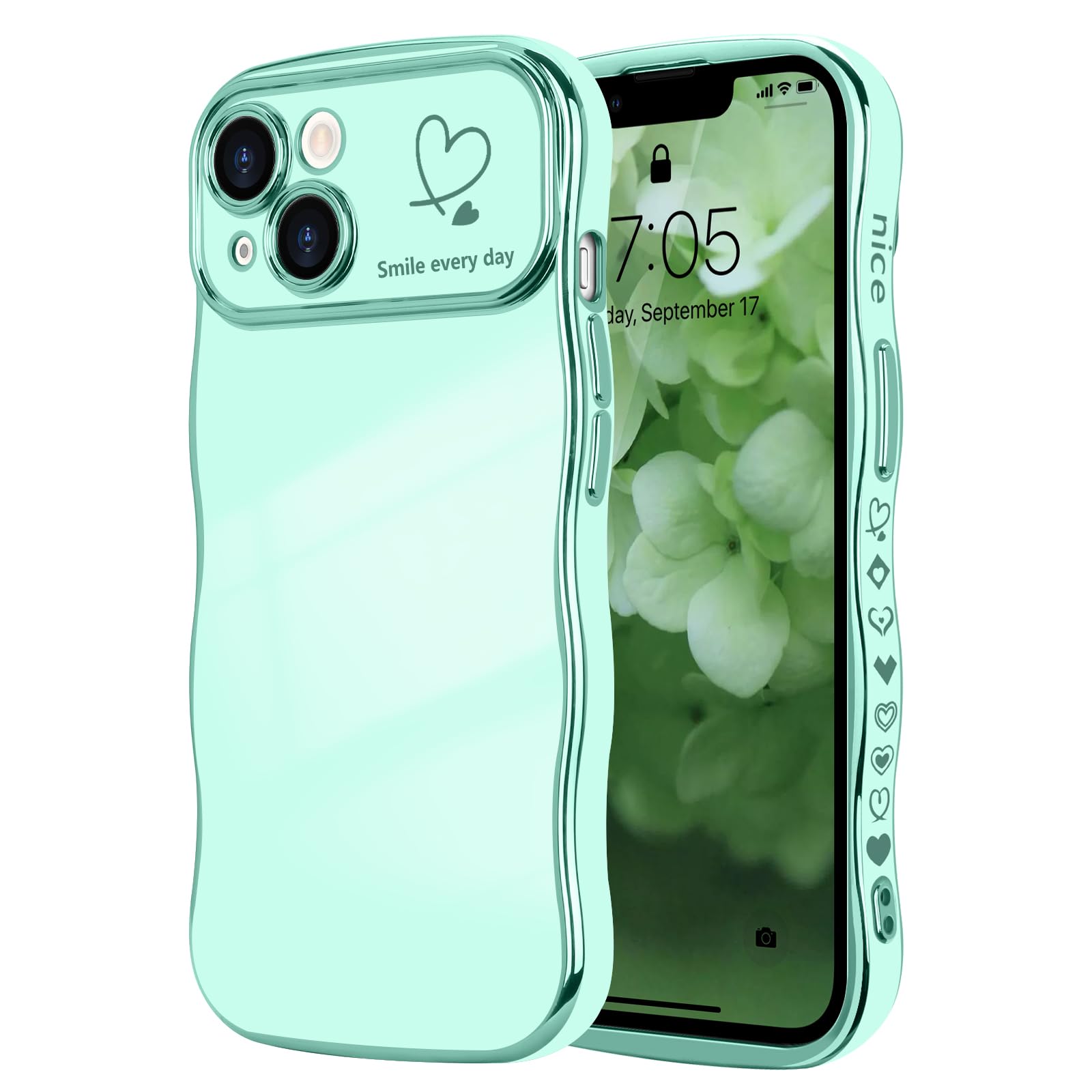 Amazon.com: LCHULLE for iPhone 14 Case for Women Girls, Cute Wave Frame ...