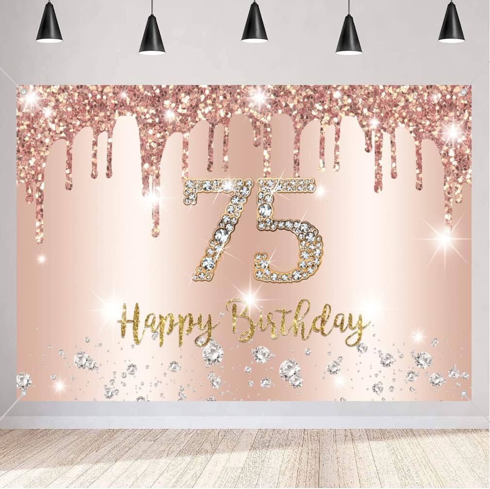 75th Birthday Decorations 75th Birthday Party Backdrop Banner For Women