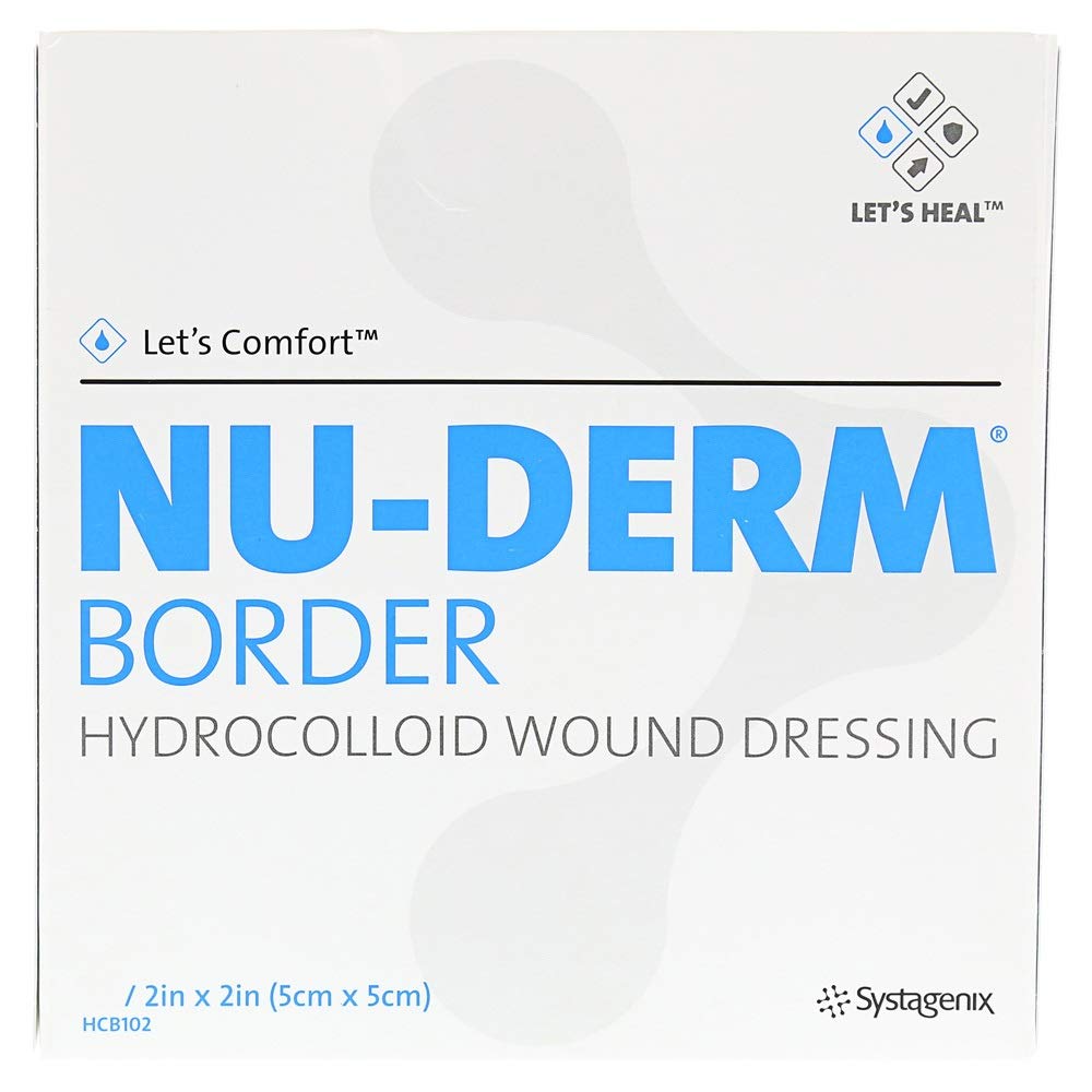 NU-DERM Hydrocolloid Border Wound Dressing, 5cm x 5cm (Pack of 100 ...