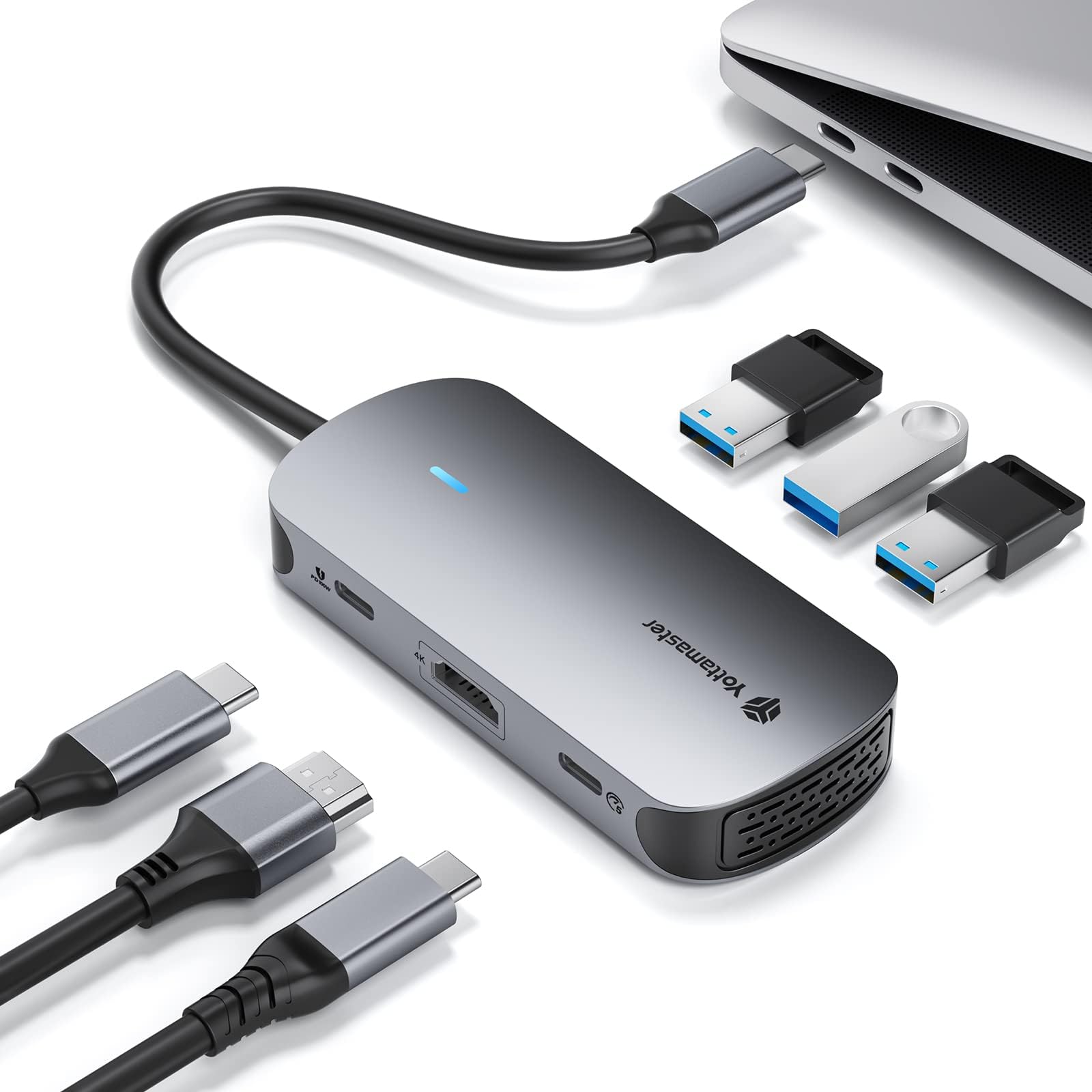Amazon.com: Yottamaster USB-C Hub 6 Ports with 4K HDMI Display, Three ...