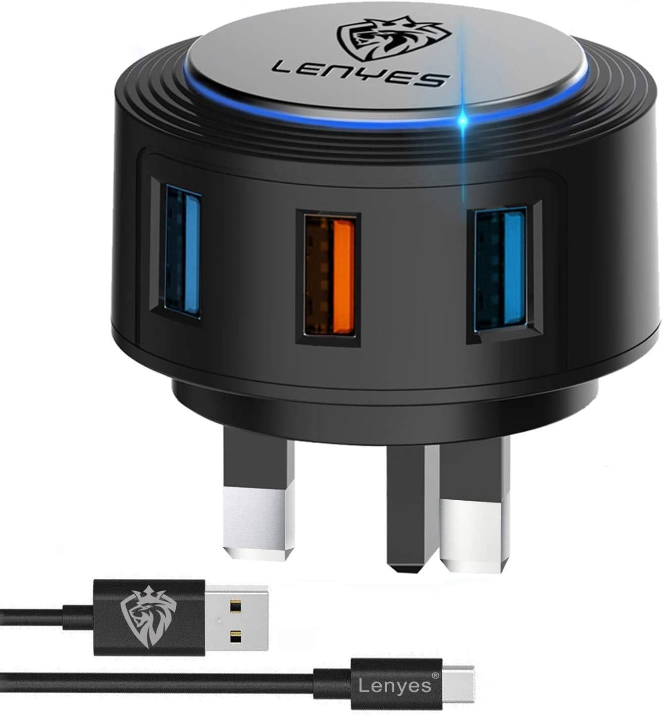 Lenyes Fast USB Plug Charger,28W Multi USB charge 3 Port Quick Charging ...