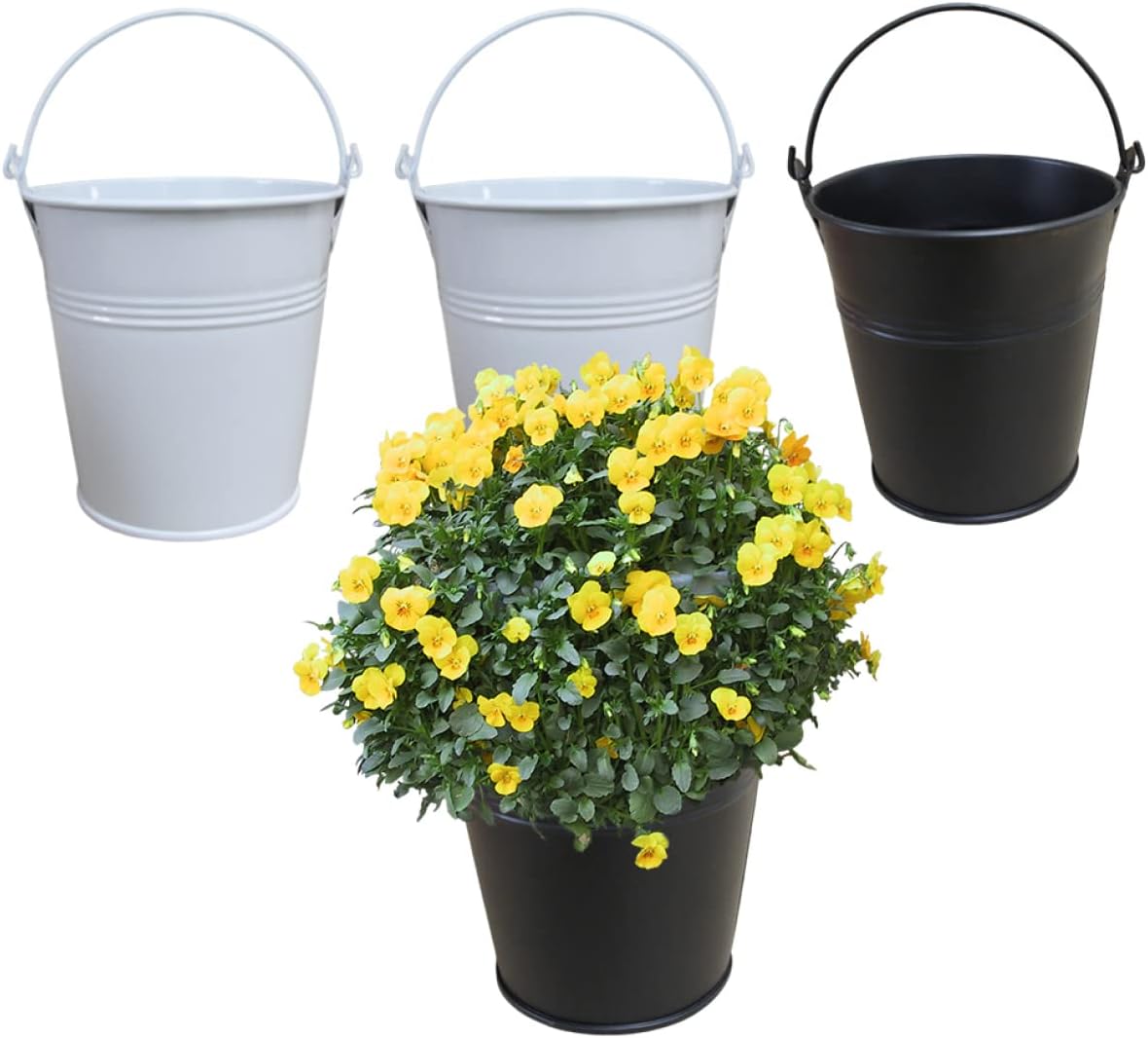 Amazon.com: YaptheS 4Pcs Small Galvanized Metal Buckets with Handles ...
