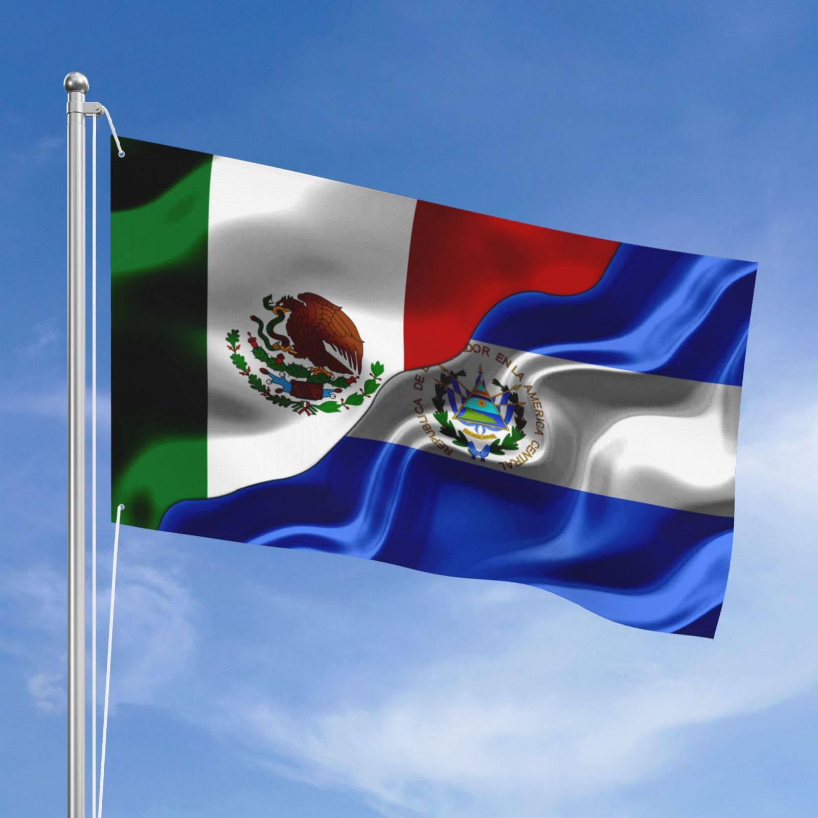 Amazon.com : Mexican Mexico And El Salvador Flag Flags For Outside 3x5 ...