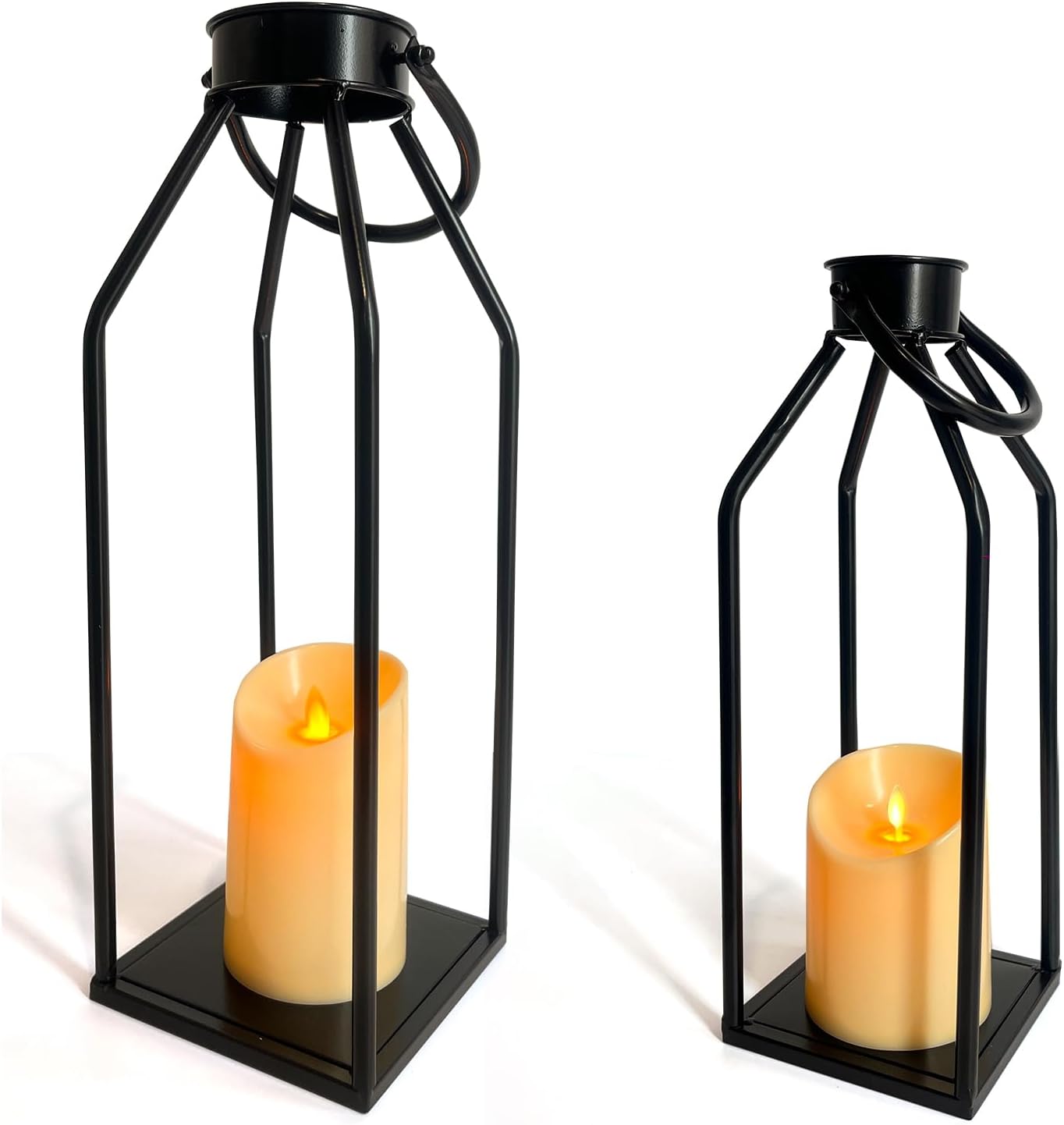 Amazon.com: Black Metal Candle Lanterns 2pcs - Decorative Home, Living ...