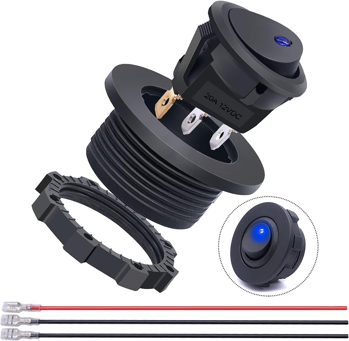 Amazon.com: yueton 12pcs Car Truck Rocker Round Toggle LED Switch On ...