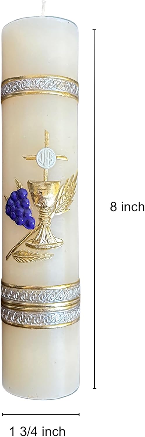 First Communion Candle with The Symbols of Wheat and Bermuda | Ubuy