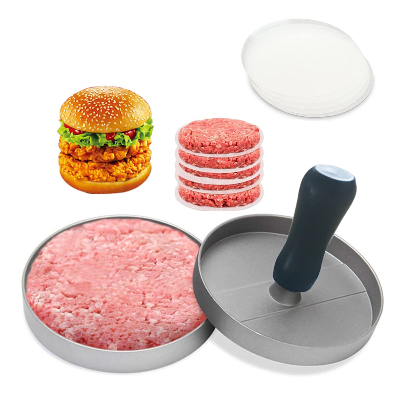 Amazon.com: PDCTACST Burger Press Patty Maker Set - Non-Stick Hamburger ...