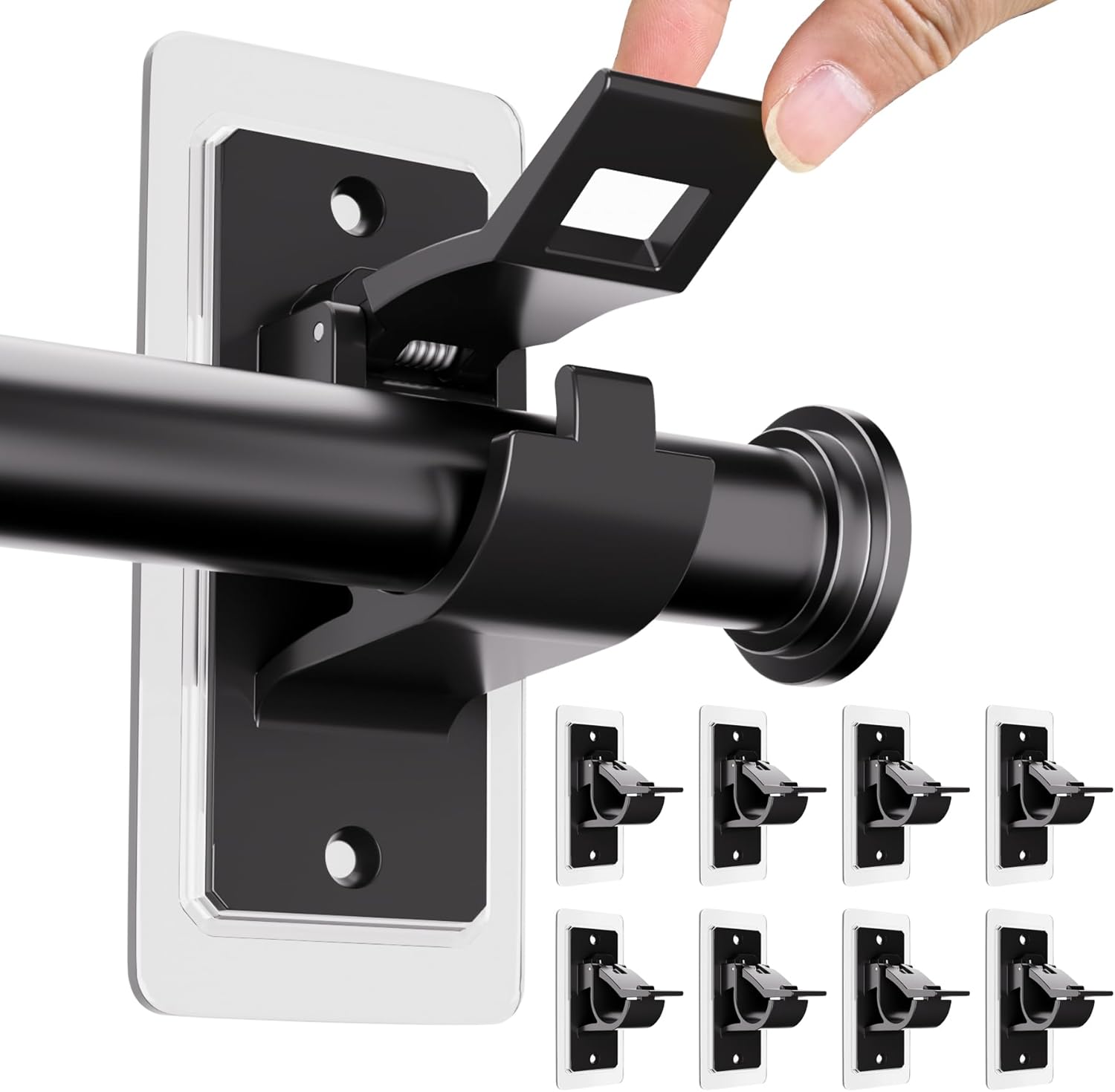 Amazon.com: ANDGOO 8PCS No Drill Curtain Rod Bracket, Self Adhesive ...