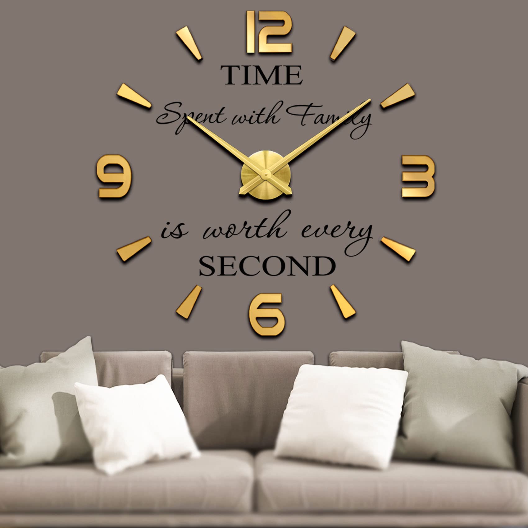 Vangold Large Wall Clock DIY 3D Frameless Wall Clocks Wall Decorations ...