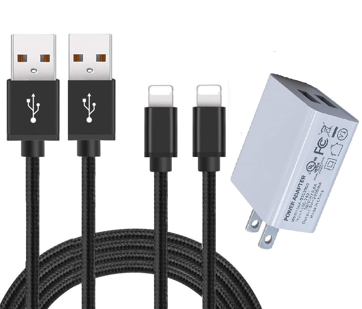 Amazon.com: Wall Charger Adapter with Cables Phone Chargers Dual Port ...