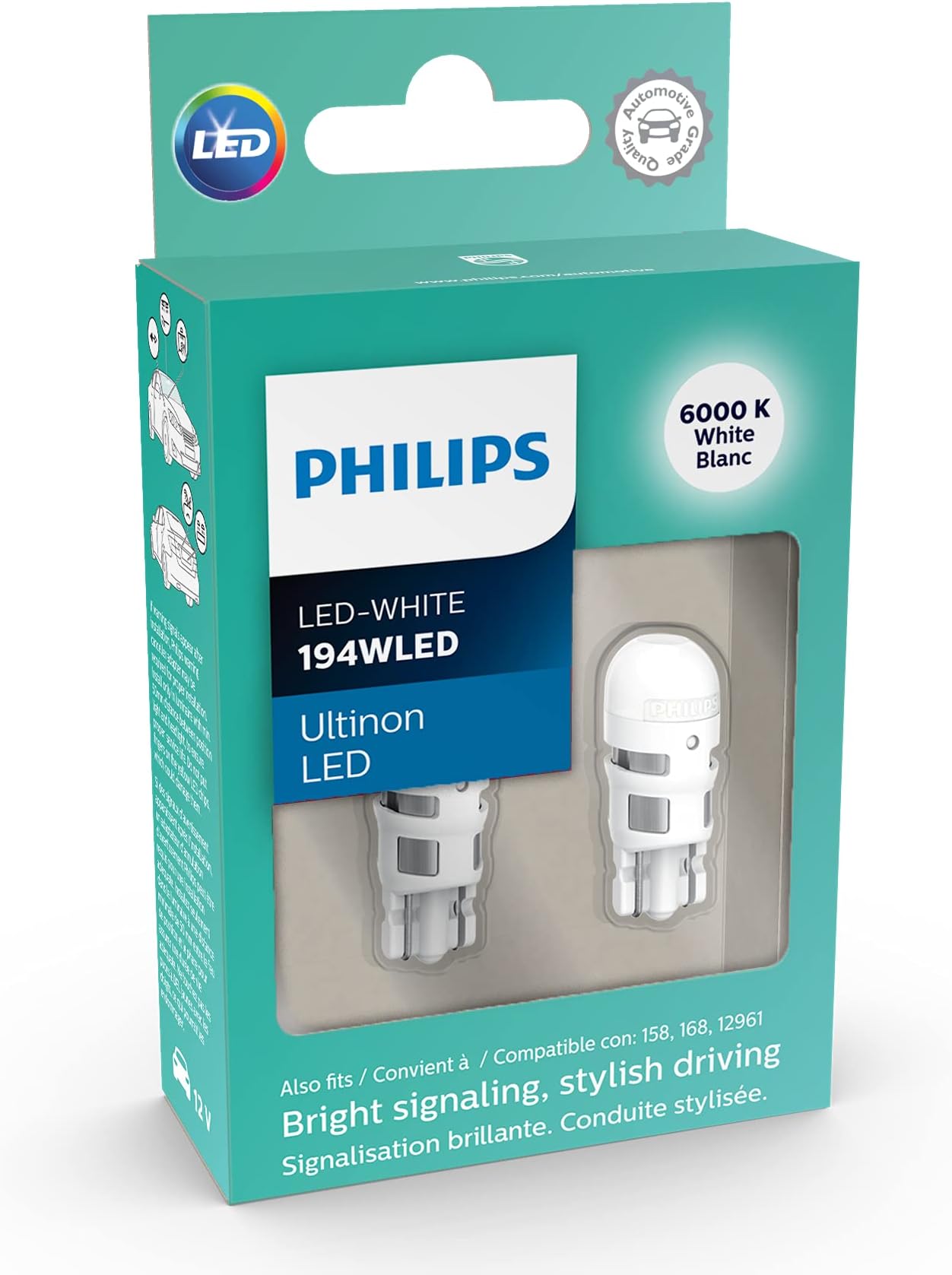 Philips 194 Ultinon LED Bulb (White), 2 Count (Pack of 1) : Amazon.ca ...