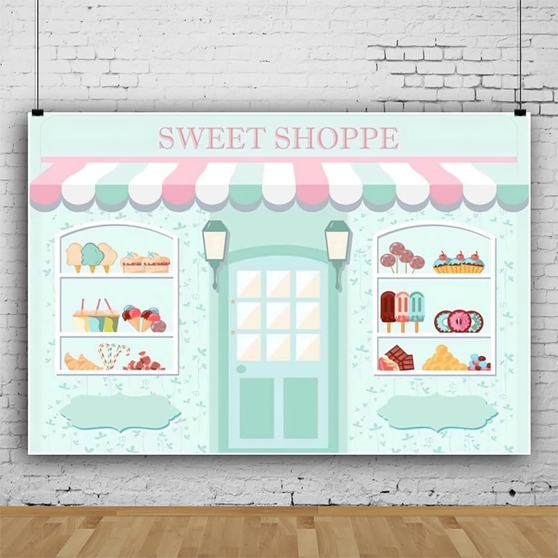 Amazon.com : Canessioa Sweet Shoppe Backdrop Ice Cream Dessert Parlo ...