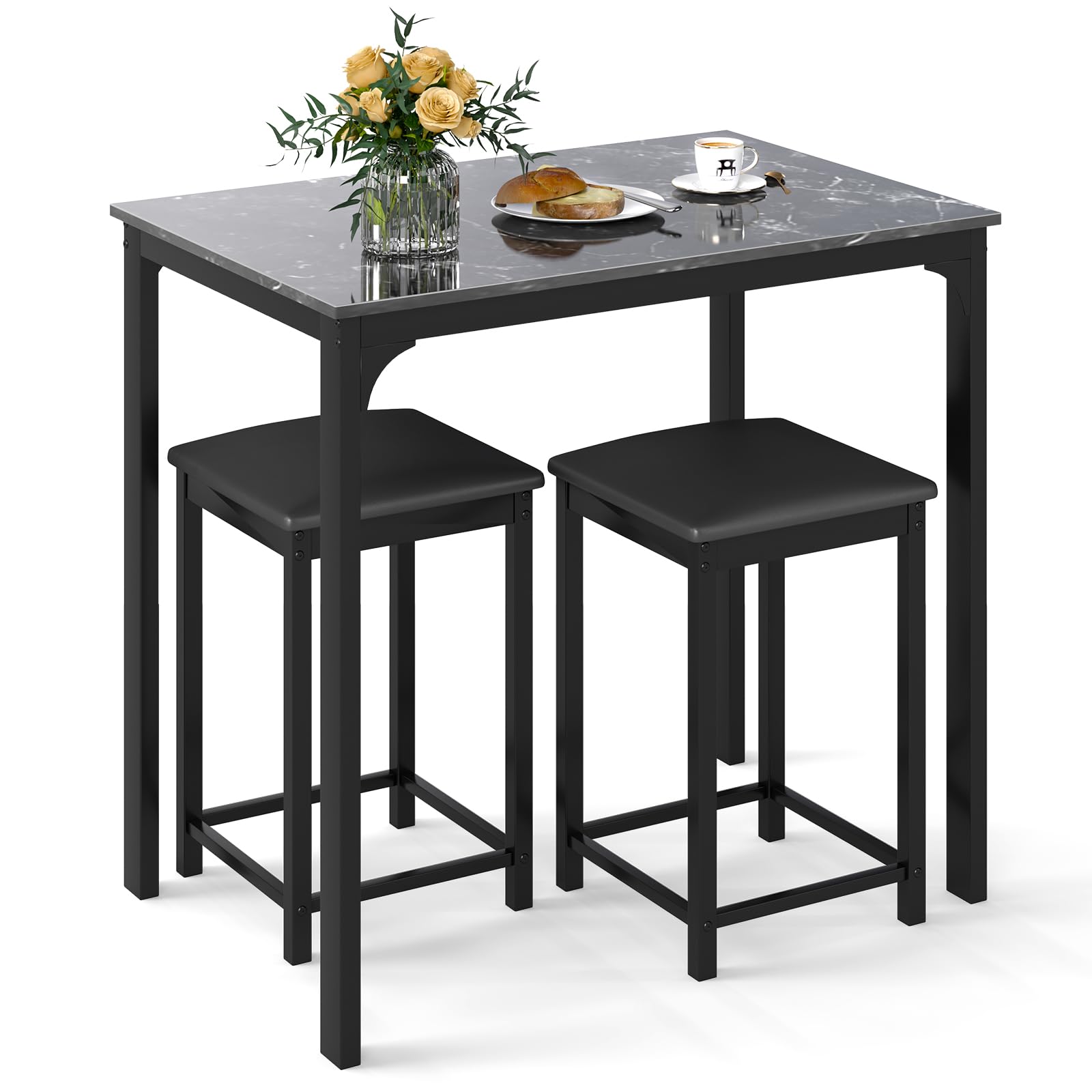 Amazon.com - Giantex 3 Pcs Dining Table and Chairs Set with Faux Marble ...