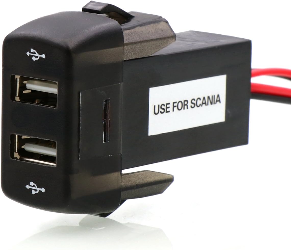 Timloon Dual USB Charger 5V 2.1A/2.1A Dual Car USB Power Socket for Smart phone Use for SCANIA ...