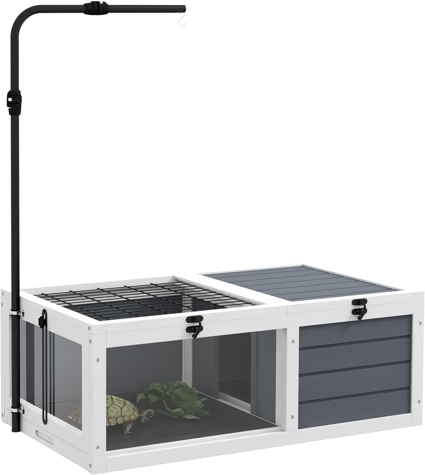 PawHut Tortoise House, Wooden Tortoise Table, Tortoise Enclosure with ...