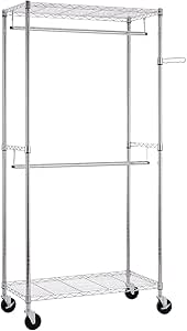 Amazon.com: Finnhomy Heavy Duty Rolling Garment Rack Clothes Rack with ...