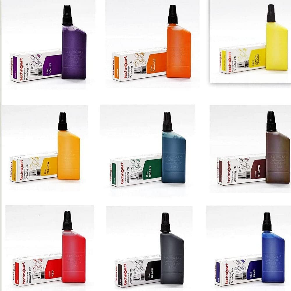 Isomars Waterproof Drawing Ink Set of 12 – 35ml Each (with Dropper ...