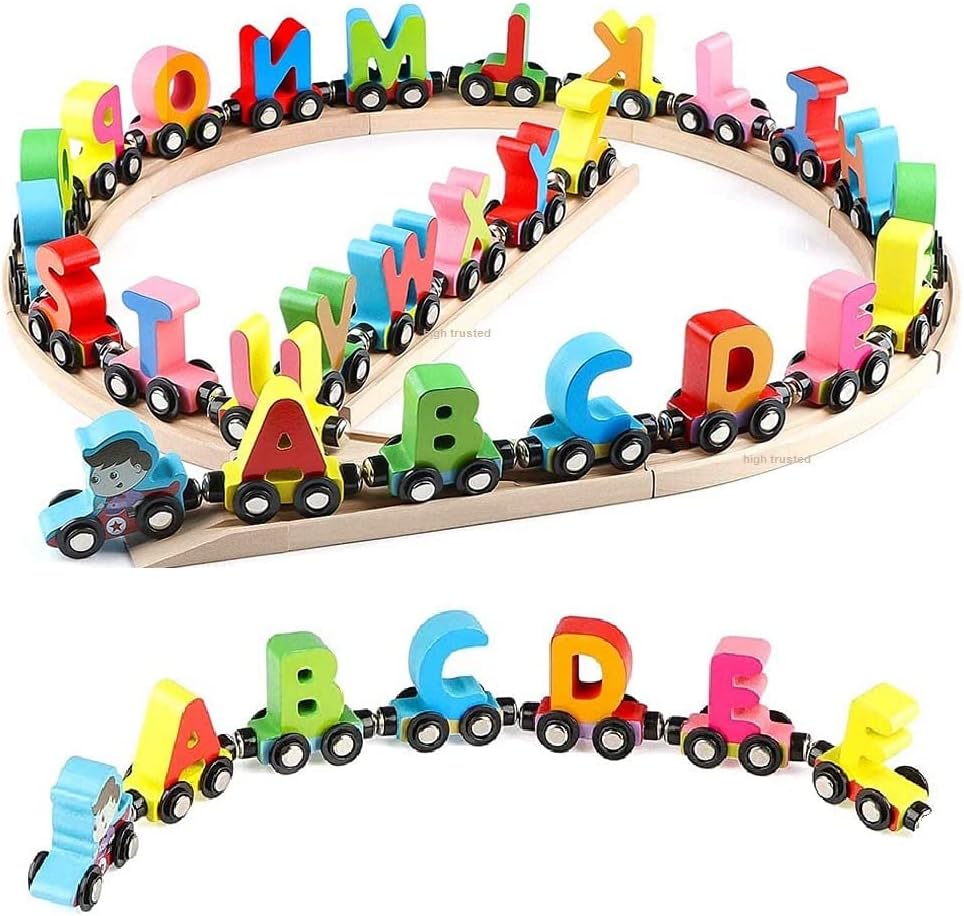 Buy HIGH TRUSTED® Stylish 26 Alphabets Wooden Magnetic Train Toys ...