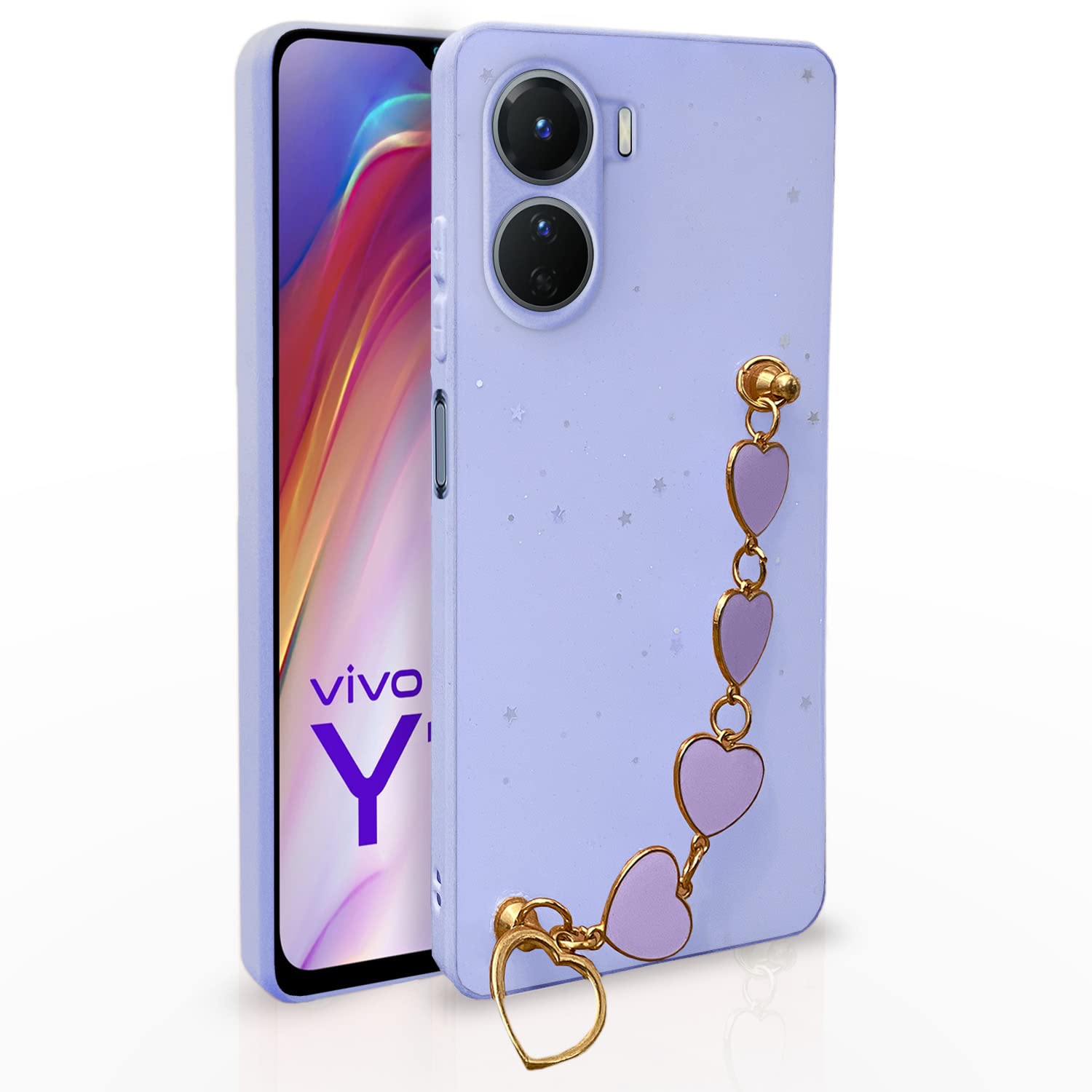 Pikkme Vivo Y16 Back Cover for Girls | Heart Shaped Metal Chain Blocks ...