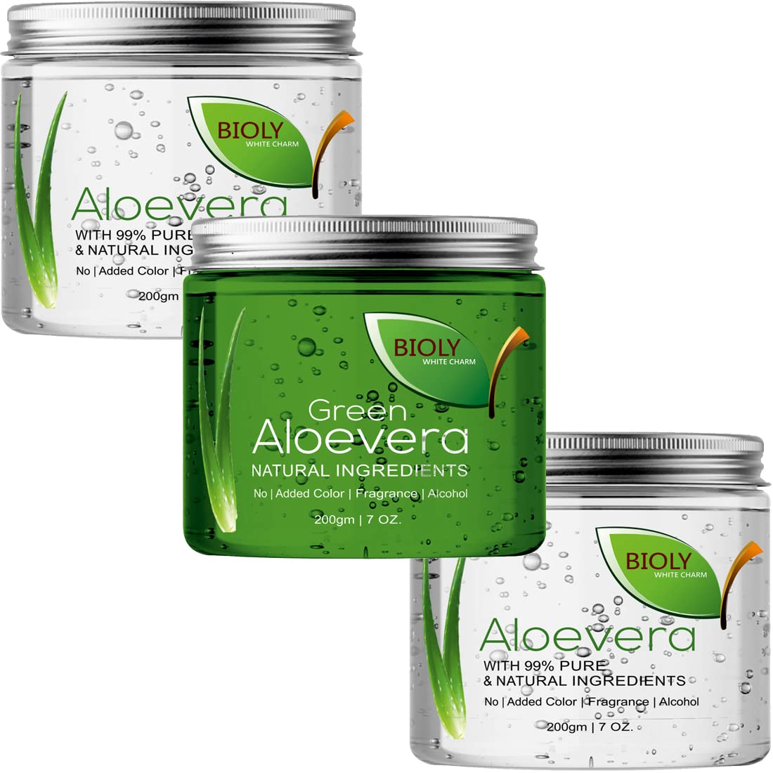 Bioly White Charm Clear Aloe Vera Gel-400 GM and Green Aloe Vera Gel ...