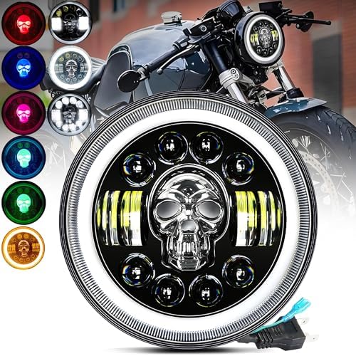 OFFCEI - Faro Delantero de Calavera para Motocicleta, 7 Pulgadas, Faro ...