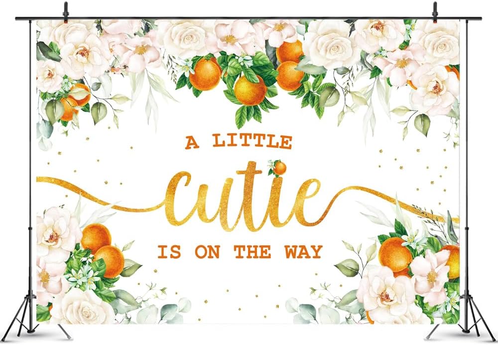 Amazon.com : 7x5ft Little Cutie Baby Shower Backdrop Orange Fruit ...
