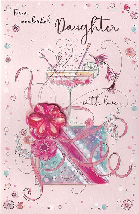 ICG Wonderful Daughter Birthday Card - Pretty Pink Cocktail and Present ...