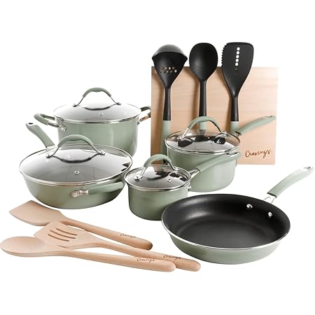 Amazon.com: Cravings by Chrissy Teigen 12pc Aluminum Cookware Set Grey ...