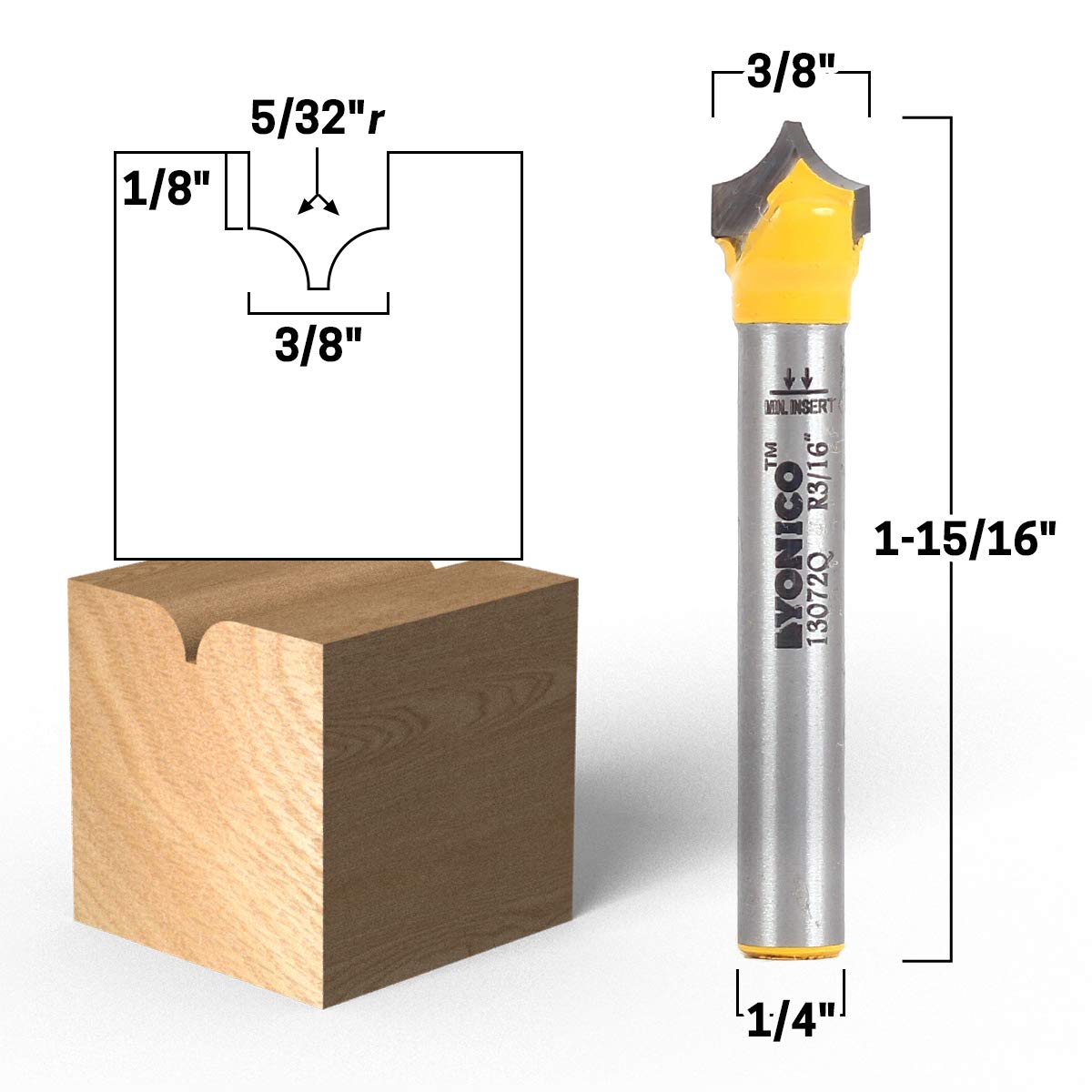 Snapklik.com : YONICO Groove Point Cutting Roundover Router Bit 5/32 ...