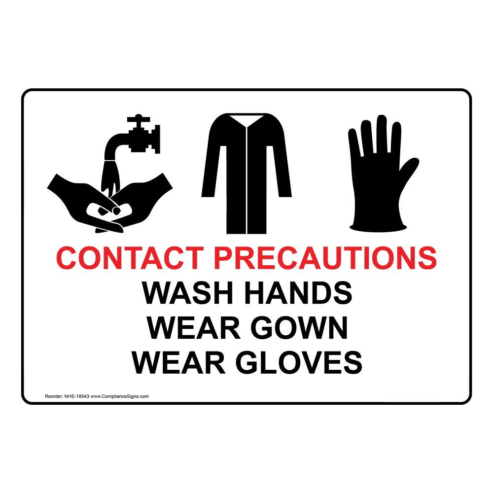 Amazon.com: ComplianceSigns.com Contact Precautions Wash Hands Wear ...