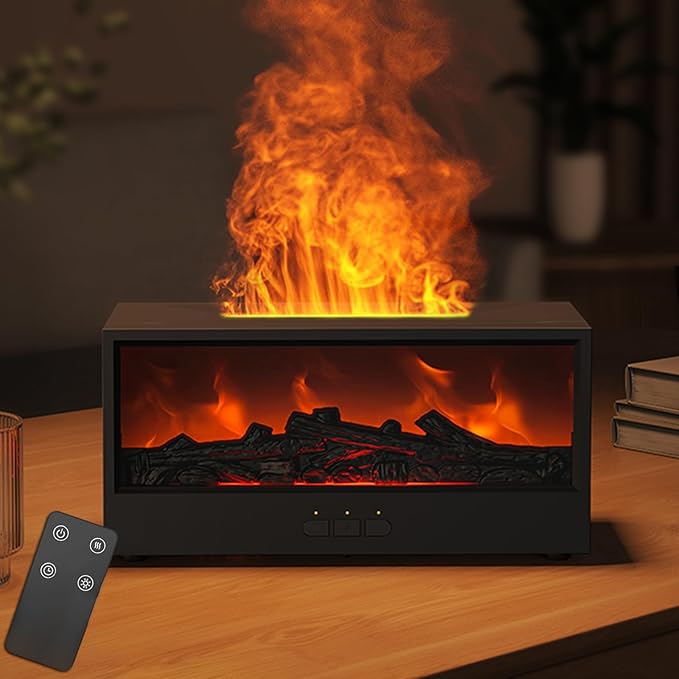 Amazon.com: Holwim Mini Fireplace Essential Oil Diffuser, Aromatherapy ...
