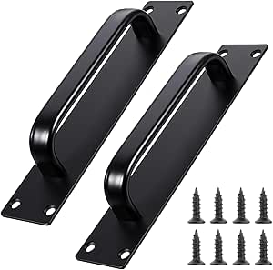 Xelsluthe 2 Pack Black Barn Door Handles, Aluminum Alloy Sliding Barn ...
