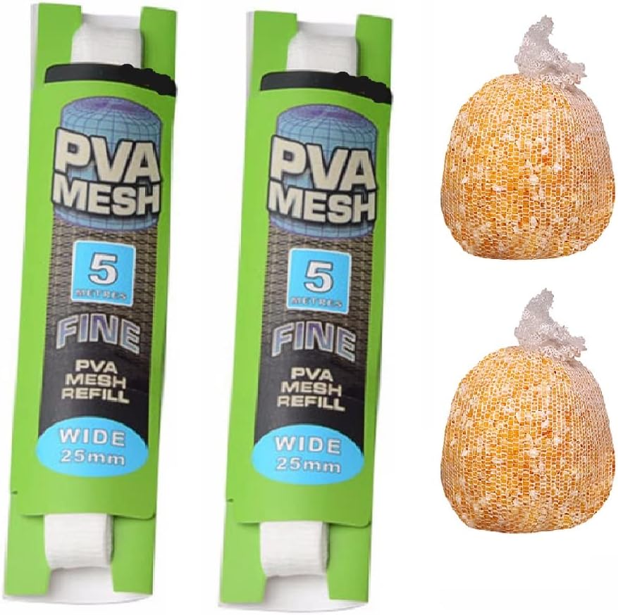 PINGTANYOUYU 2 Pcs PVA Mesh Carp Fishing Bait Bags, 5M x 25mm, White ...