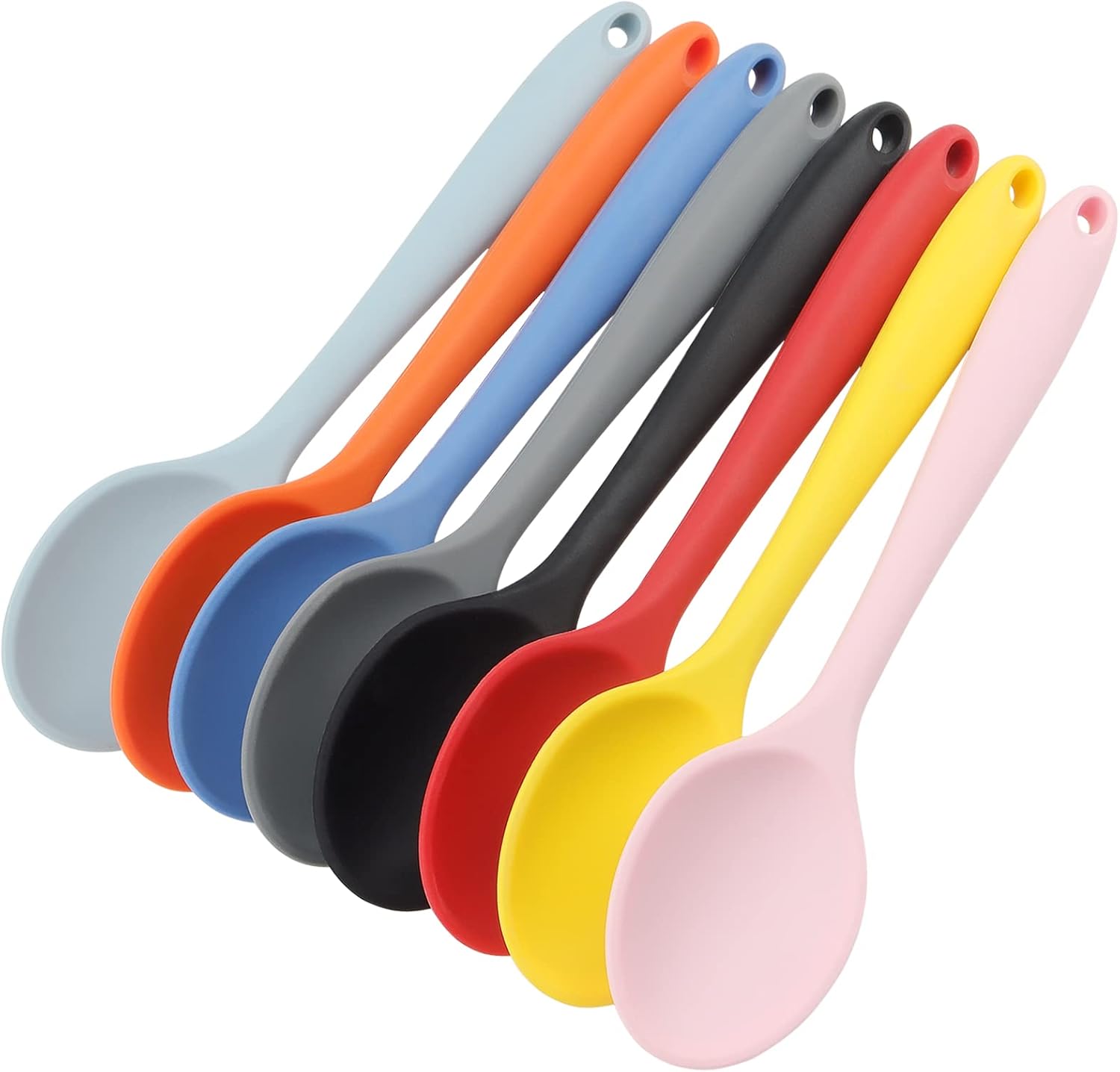 ZEONHEI 8 PCS 27.5CM Silicone Spoon Set, 8 Colours Silicone Serving ...
