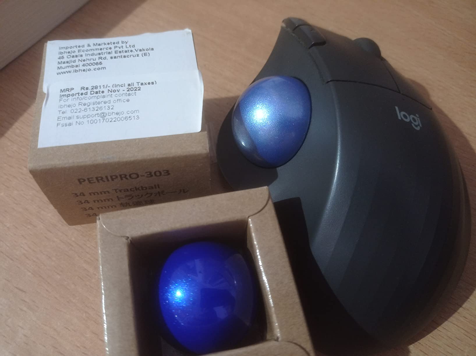 Perixx PERIPRO-303GB Small Trackball, 1.34 Inches Ball for Perimice and ...