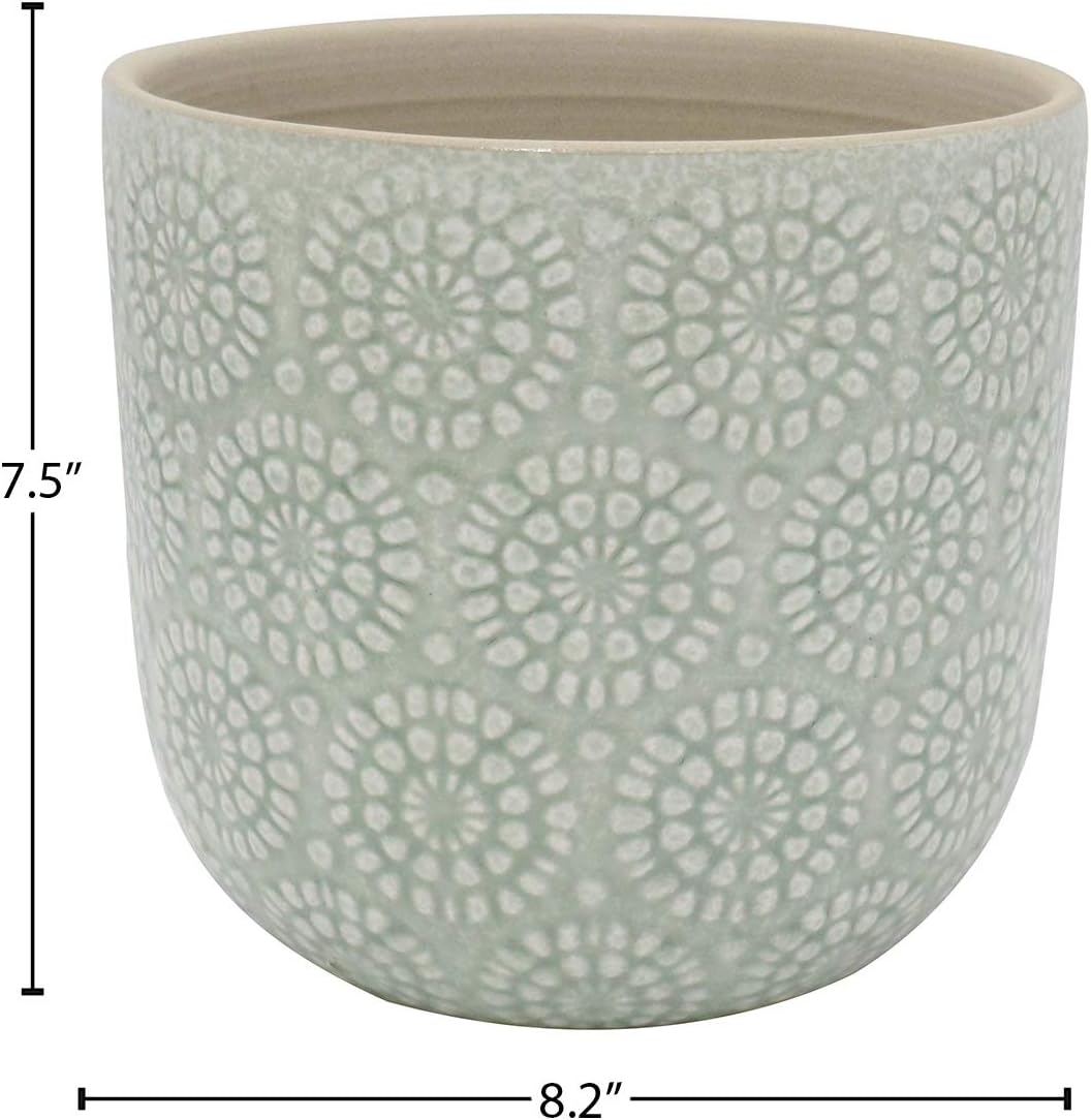 Buy Amazon Brand – Stone & Beam Large Floral-Embossed Planter, 7.5H, Seafoam Green Online at ...