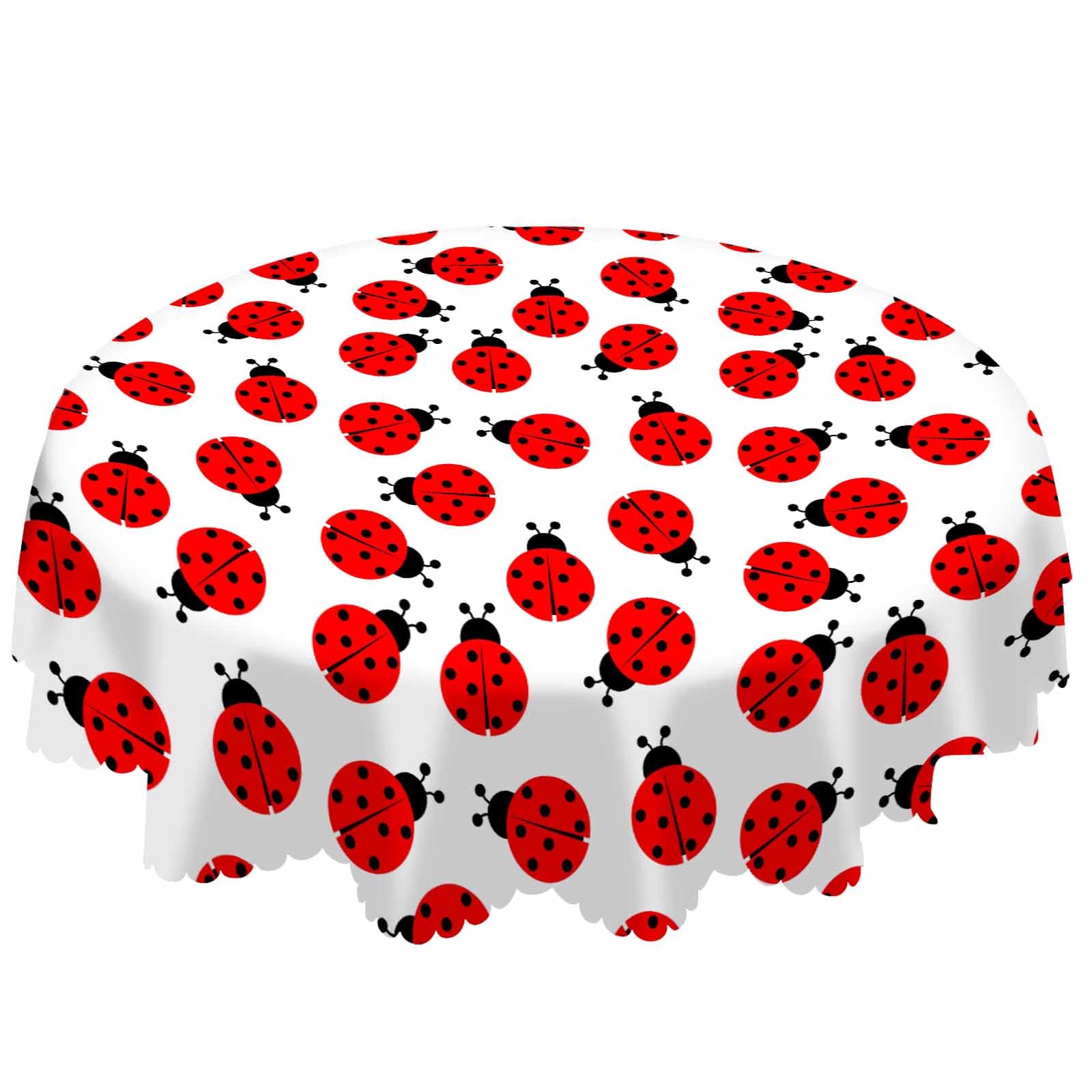 Amazon.com: AOYEGO Red Ladybug Round Tablecloth 60 Inch Cute Round Dots ...